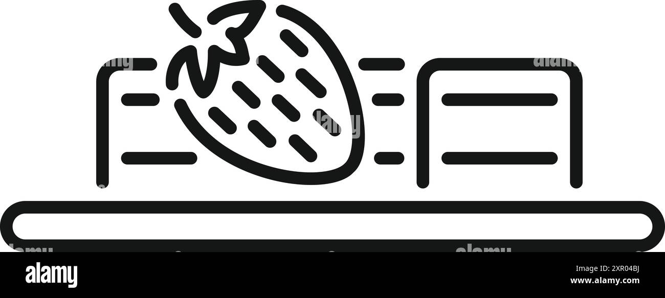 Strawberry sorting and processing in food processing plant line icon ...
