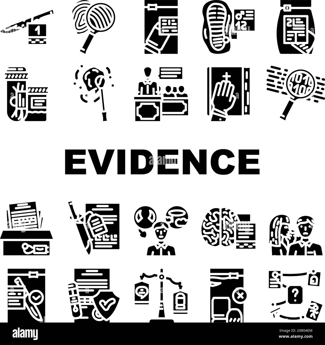 evidence crime board police icons set vector Stock Vector Image & Art ...