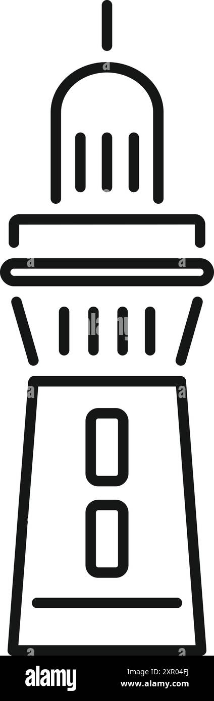 Simple line icon of a lighthouse emitting a beam of light, symbolizing ...