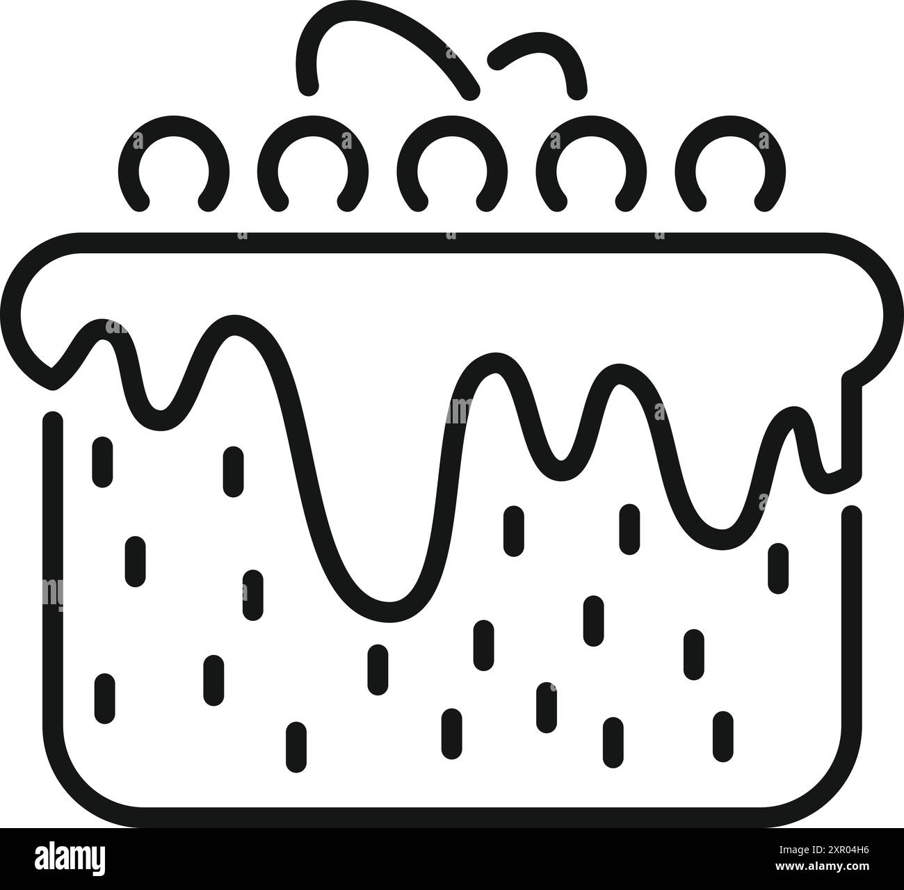 Minimalist icon of a cake being iced with sprinkles on top and icing ...