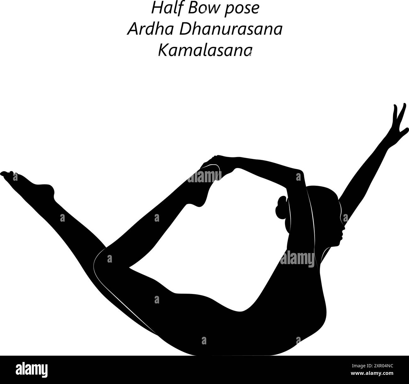 Silhouette Of Young Woman Practicing Ardha Dhanurasana Or Kamalasana