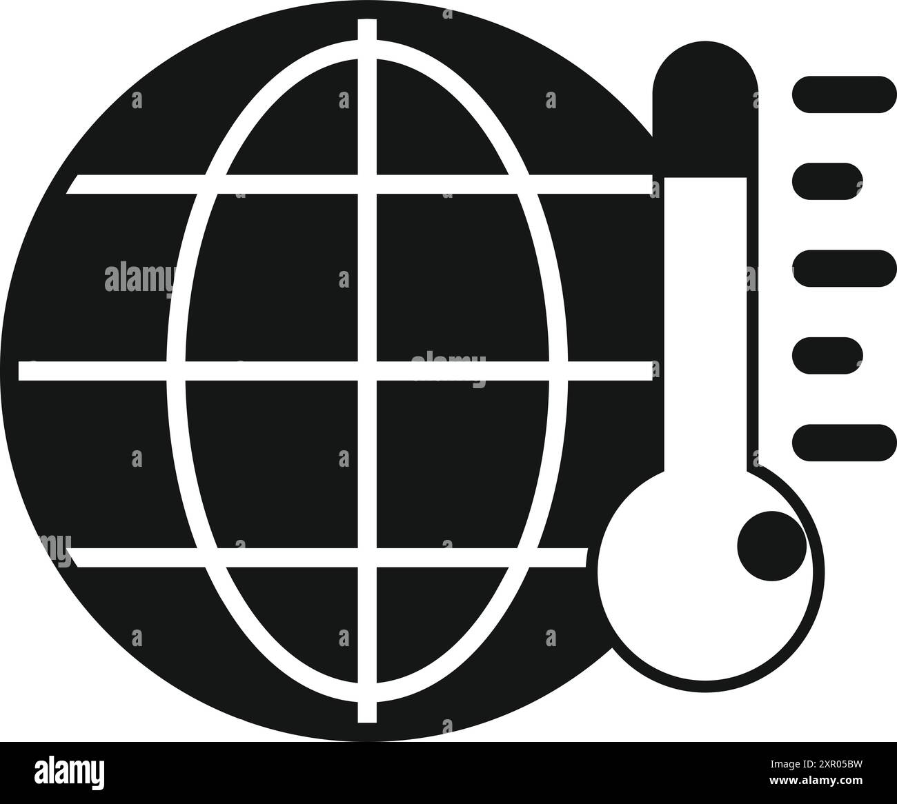 Simple black and white icon of global warming showing the earth with a thermometer Stock Vector ...