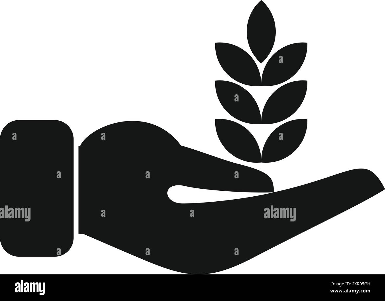 Hand holding wheat grain icon in simple style isolated on white ...
