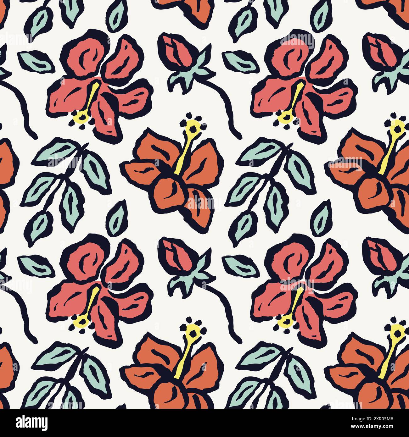 Inky brush strokes floral seamless pattern Stock Vector Image & Art - Alamy