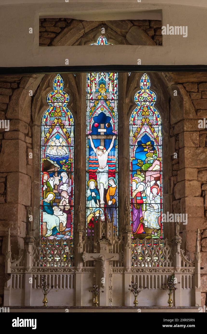 East window depicting the crucifixion of Jesus, St Bartholomew's Church ...