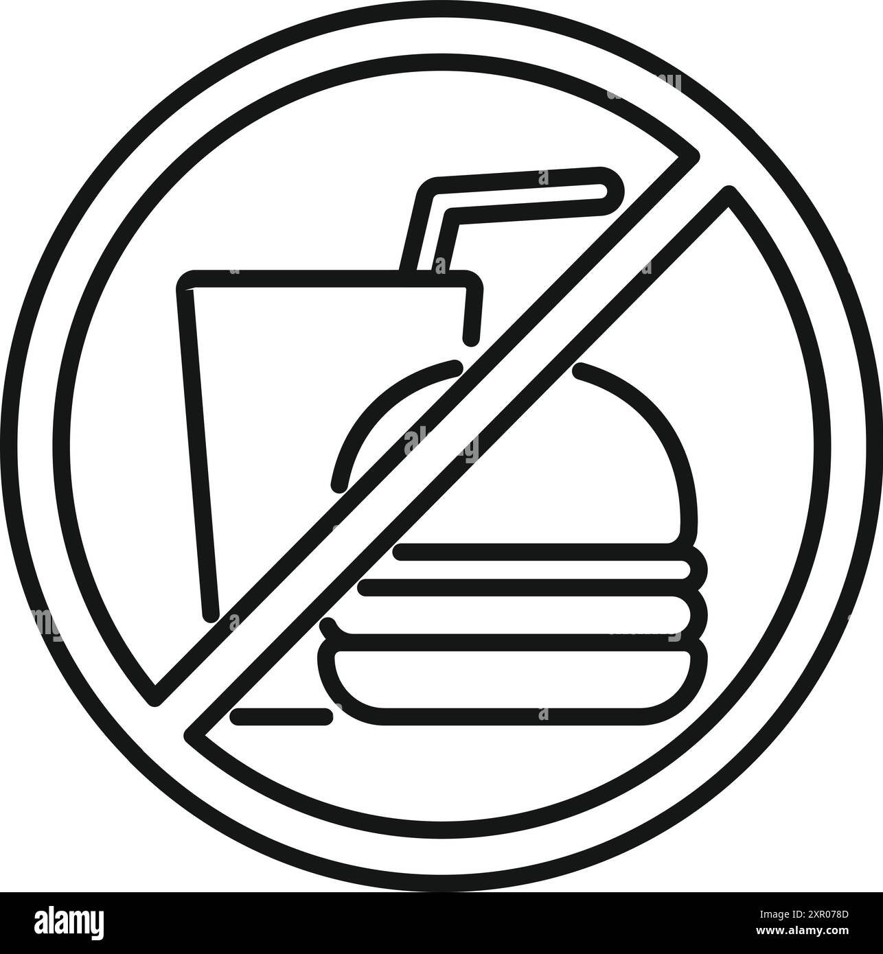 Sign prohibiting fast food consumption, featuring a crossed out image ...