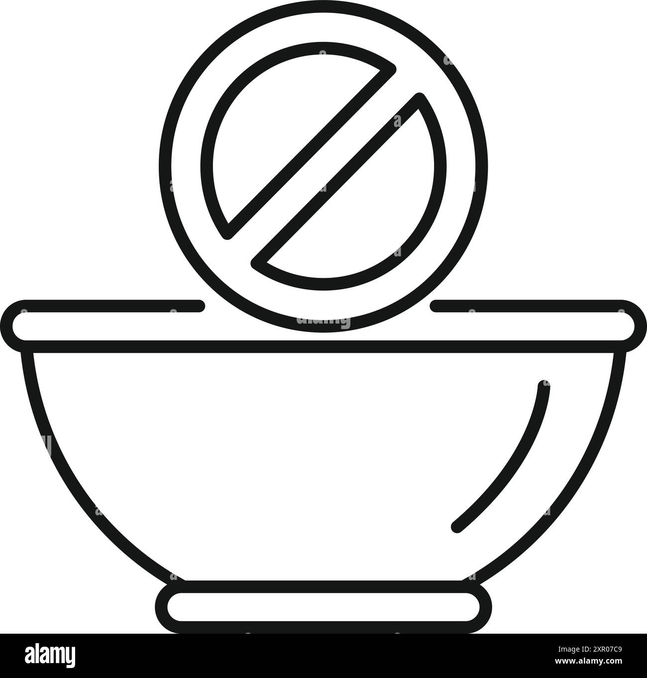 Line icon of a bowl with a forbidden symbol, representing the concept ...