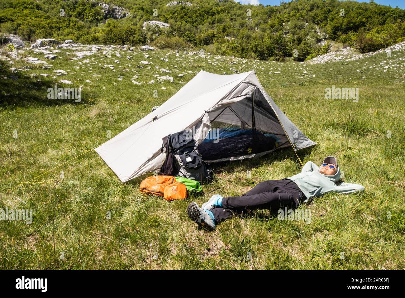 Camping out in the Orjen Mountains, Herceg Novi, Montenegro Stock Photo ...