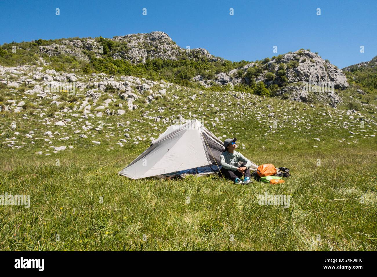Camping out in the Orjen Mountains, Herceg Novi, Montenegro Stock Photo ...