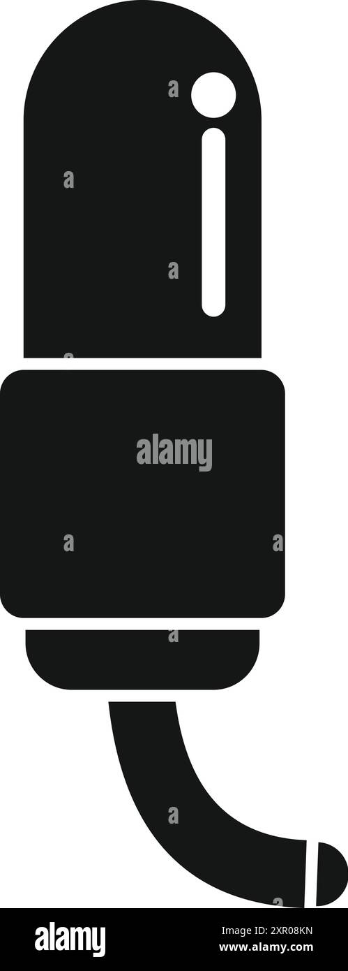 Black glyph icon for a medical capsule endoscope showing internal ...