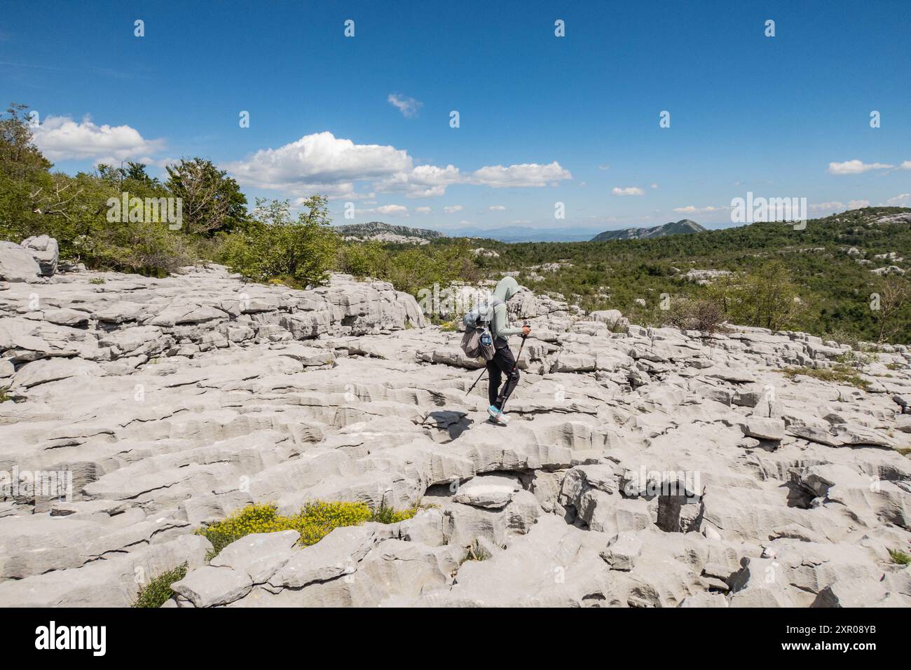 Climbing limestone fissures to Subra peak, Orjen Mountains, Herceg Novi ...