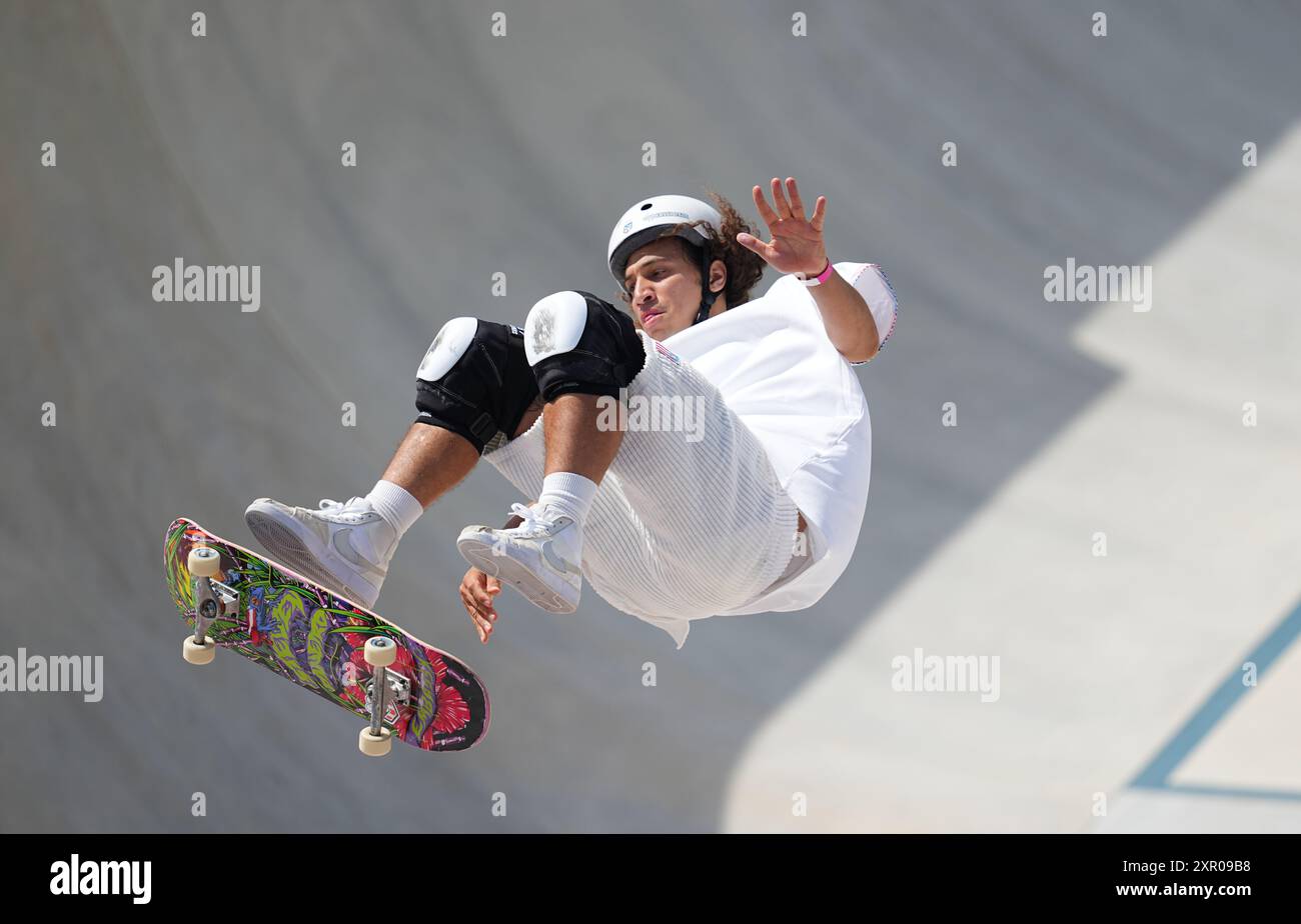 Paris, France. 7 August, 2024. Steven Pineiro (Puerto Rico) competes ...