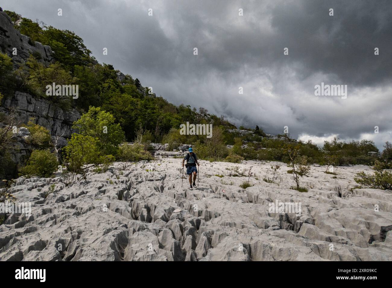 Climbing limestone fissures to Subra peak, Orjen Mountains, Herceg Novi ...