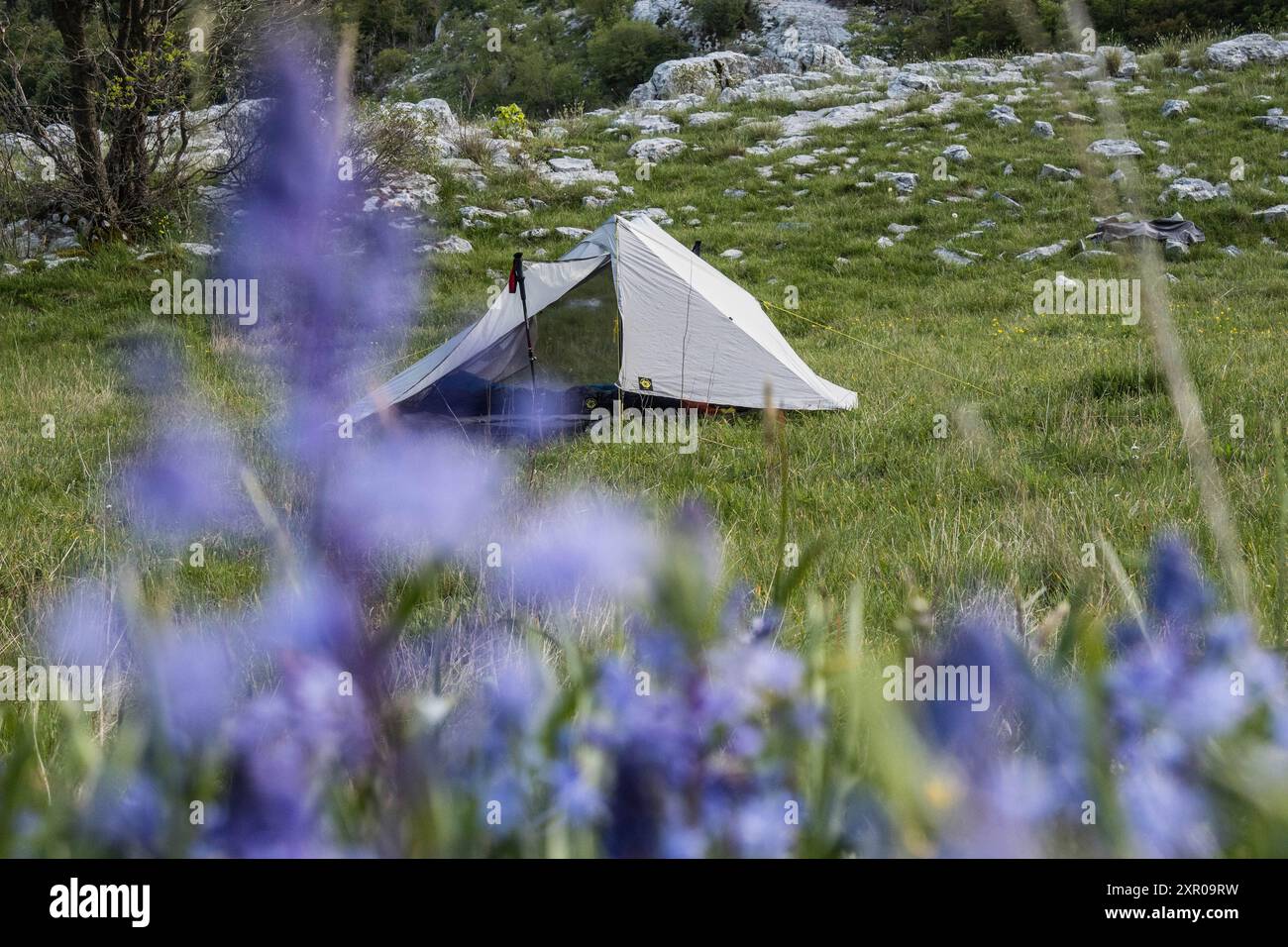 Camping out in the Orjen Mountains, Herceg Novi, Montenegro Stock Photo ...