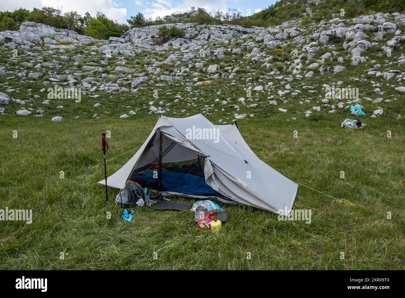 Camping out in the Orjen Mountains, Herceg Novi, Montenegro Stock Photo ...