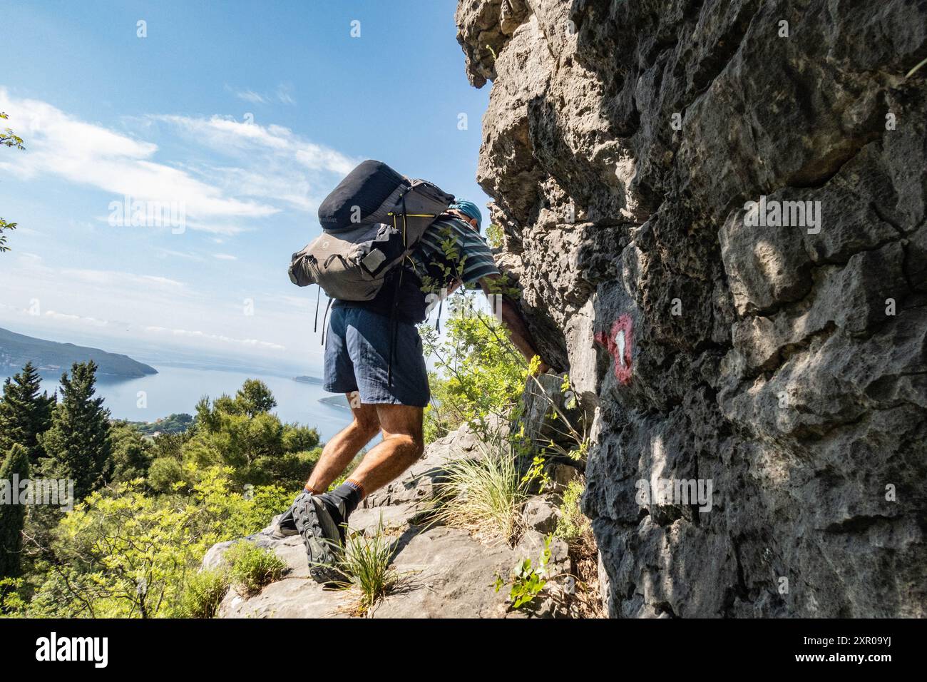 Climbing limestone fissures to Subra peak, Orjen Mountains, Herceg Novi ...