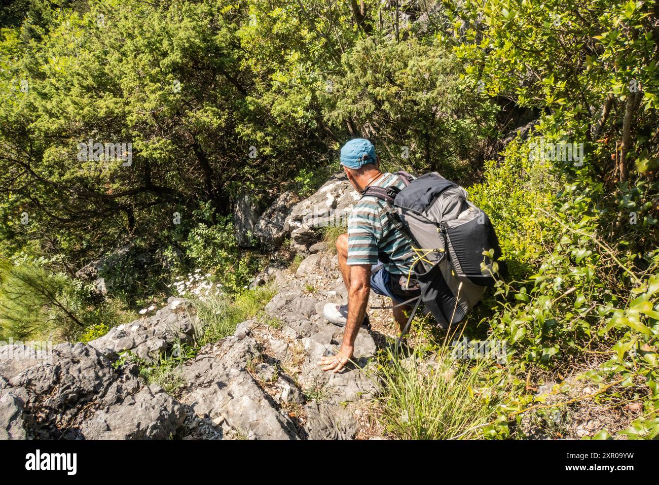Climbing limestone fissures to Subra peak, Orjen Mountains, Herceg Novi ...
