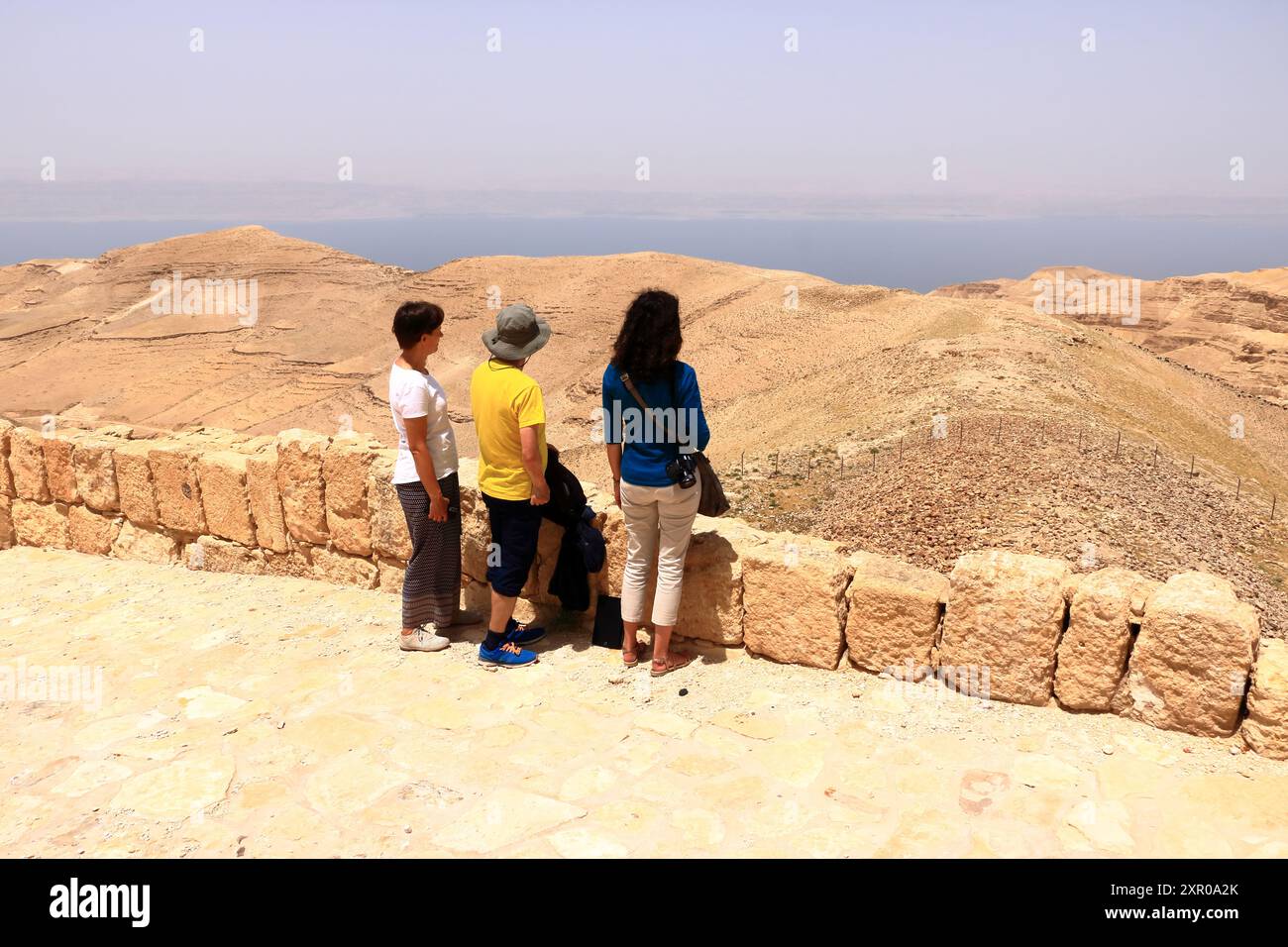 Machaerus in Jordan - May 11 2024: people visit and enjoy the fortified ...
