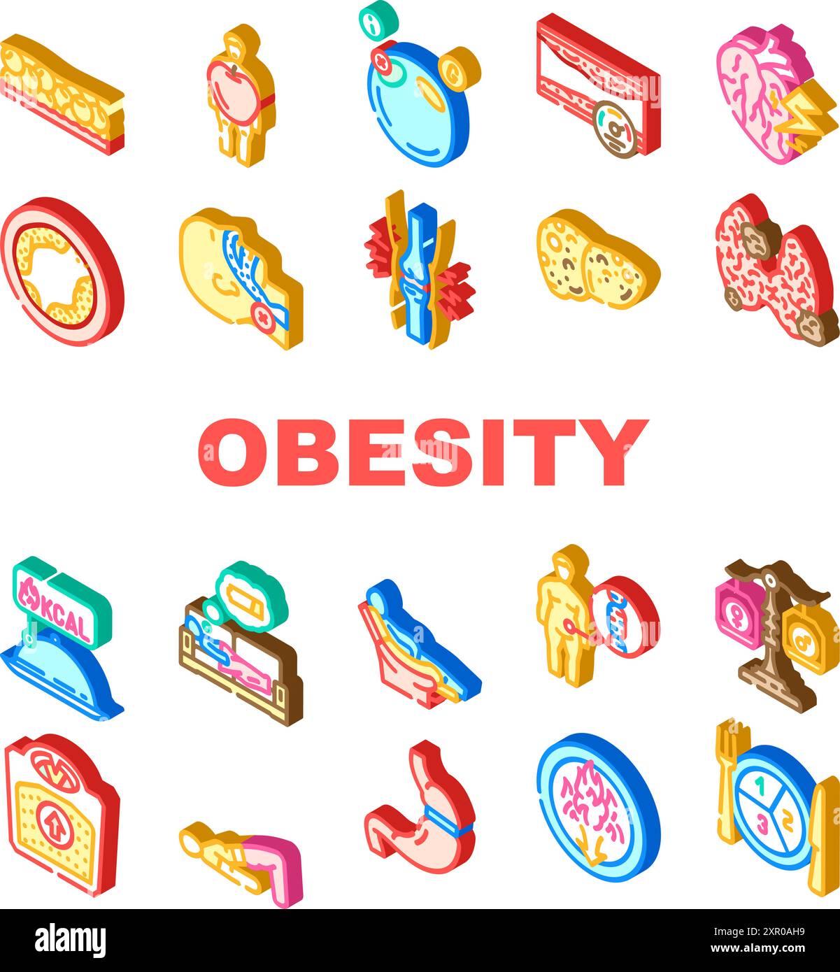obesity overweight fat belly icons set vector Stock Vector Image & Art ...