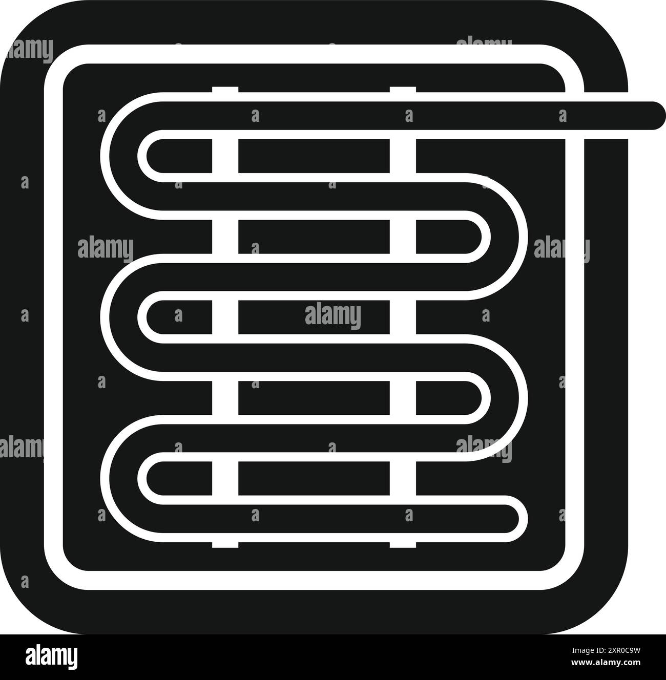 Black icon of an underfloor heating system, showing the layout of pipes ...
