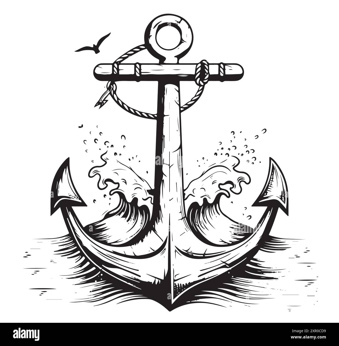 Vector Hand drawn Anchor Icon Isolated. Design Template for Tattoos ...