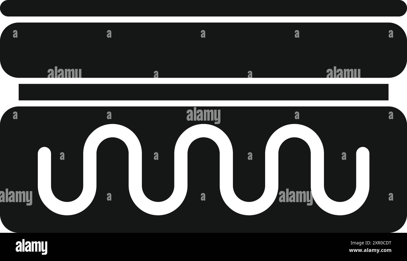 Black glyph icon of an electric floor heating system with a wavy ...
