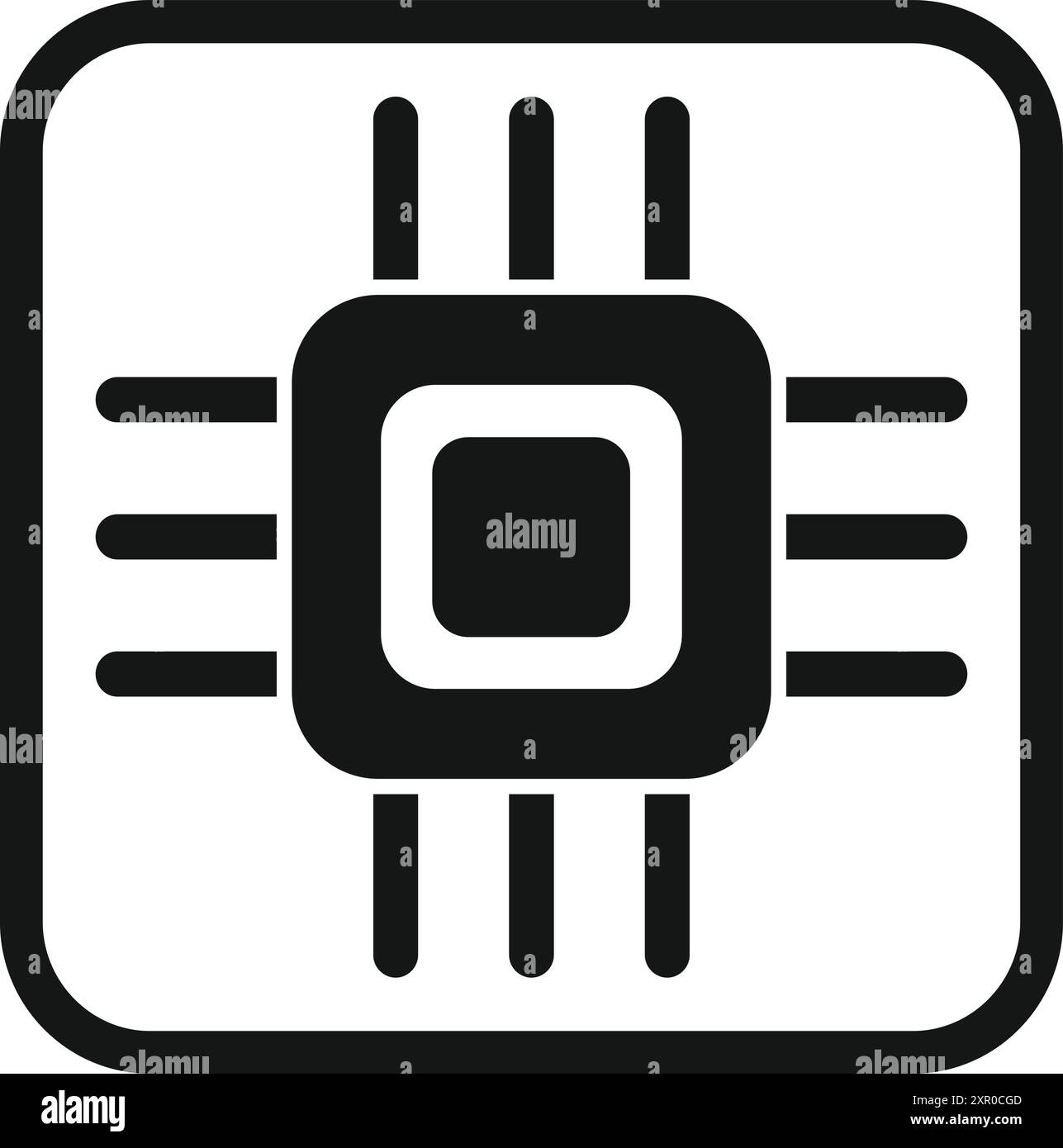 Black and white icon of a microchip connecting on a circuit board Stock Vector Image & Art - Alamy