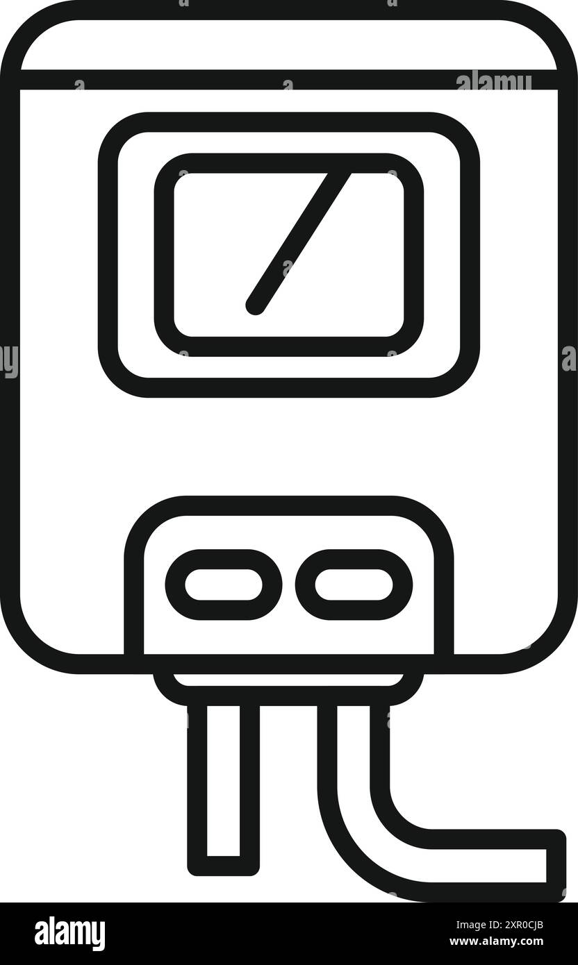 Line drawing of an electric meter measuring energy consumption and ...