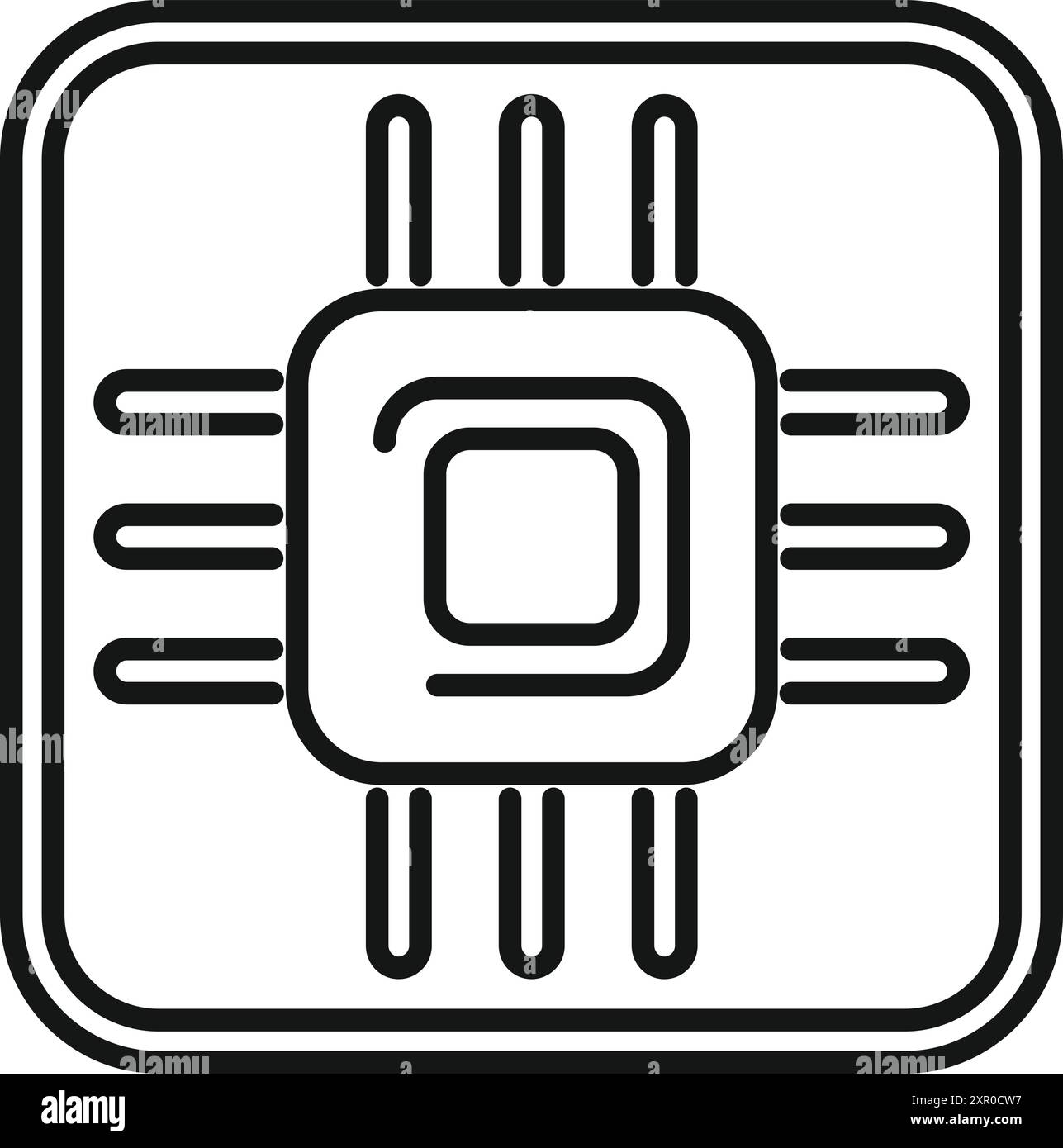 Square cpu chip icon representing computing power, processing speed ...