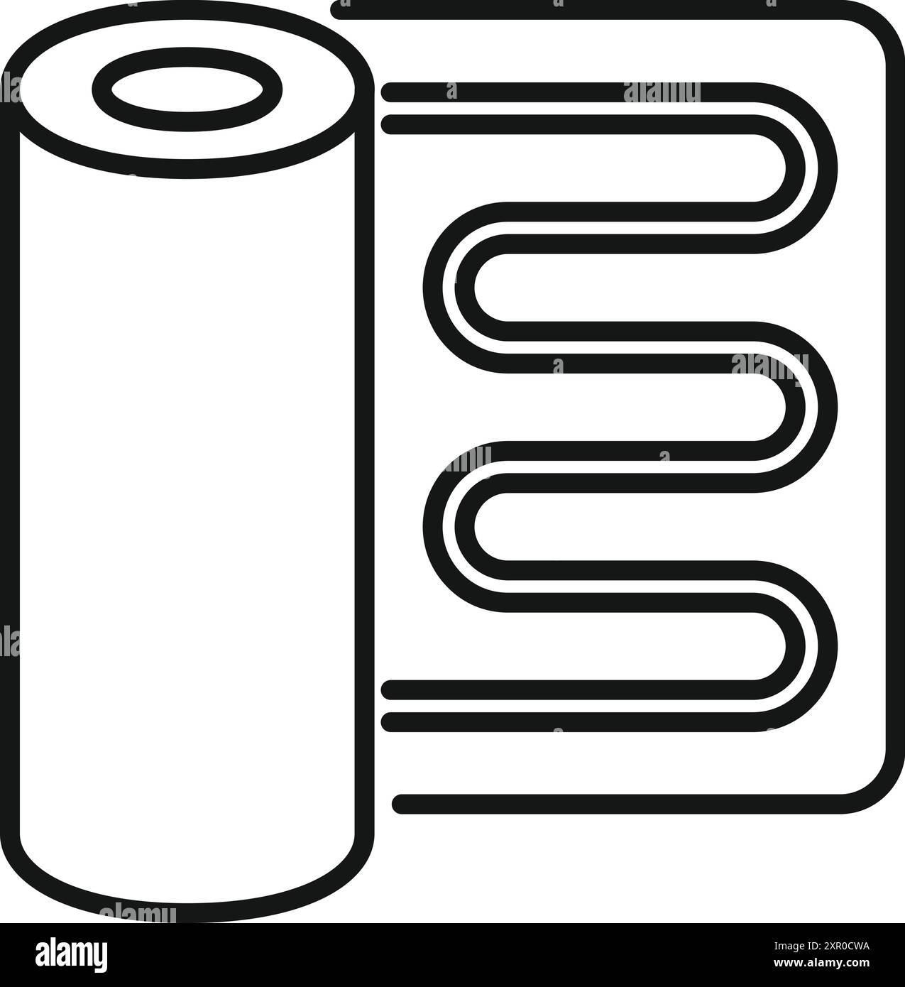 Simple line drawing of underfloor heating system with water pipes Stock ...