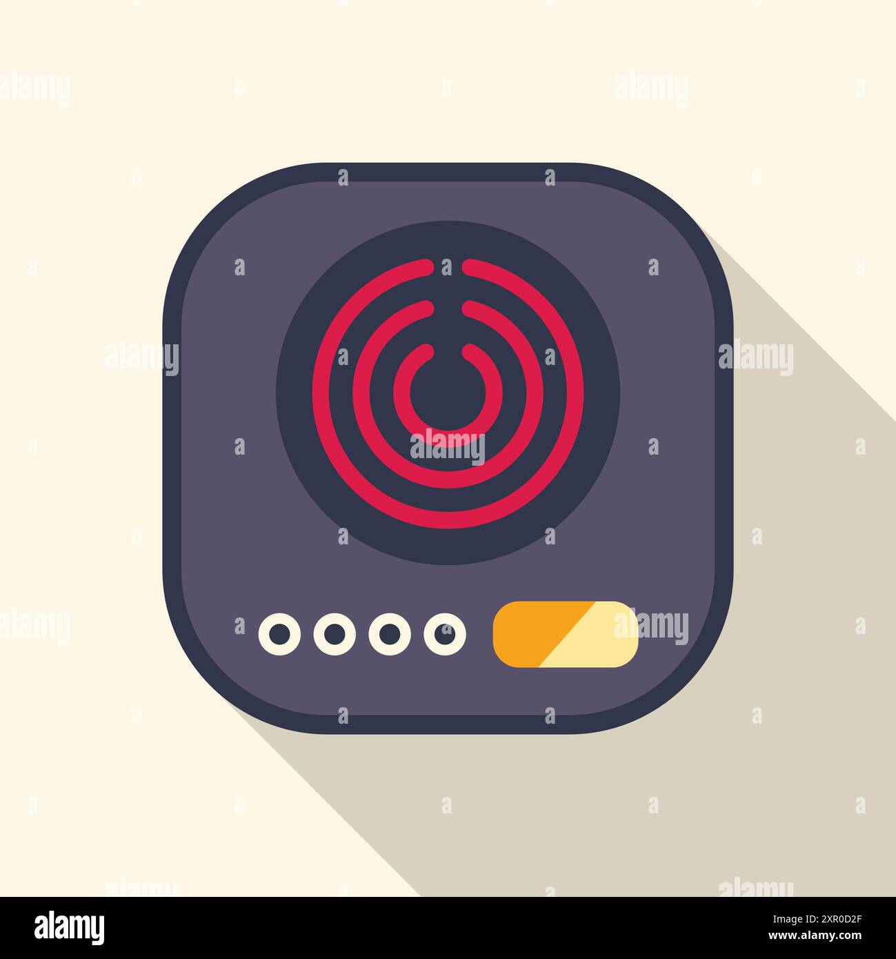 Induction cooker with touch control panel displaying heating icon ...