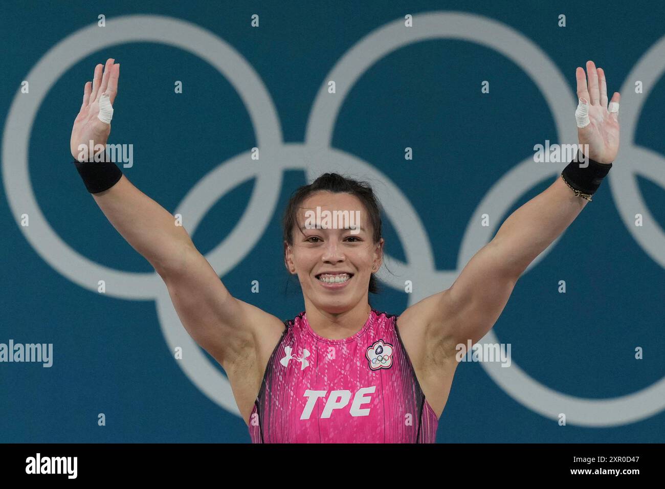 Kuo Hsing-Chun of Taiwan celebrates during the women's 59kg ...