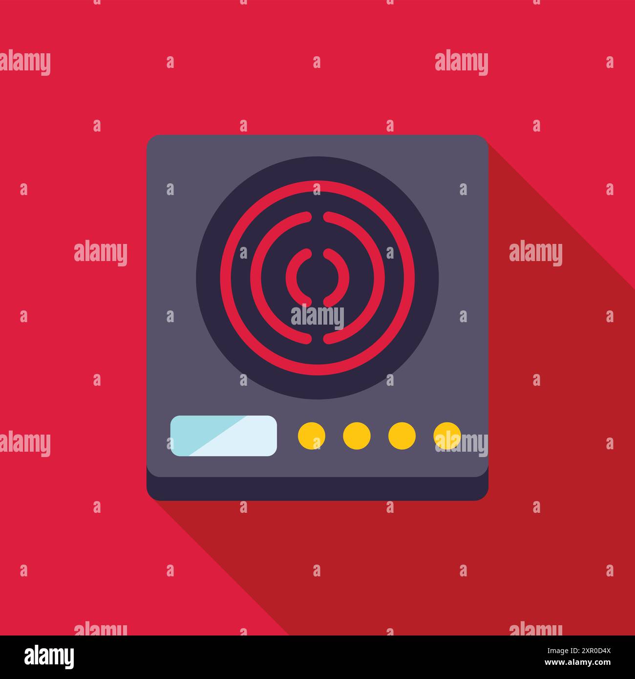 Modern induction cooker with its heating element glowing, depicted in a ...