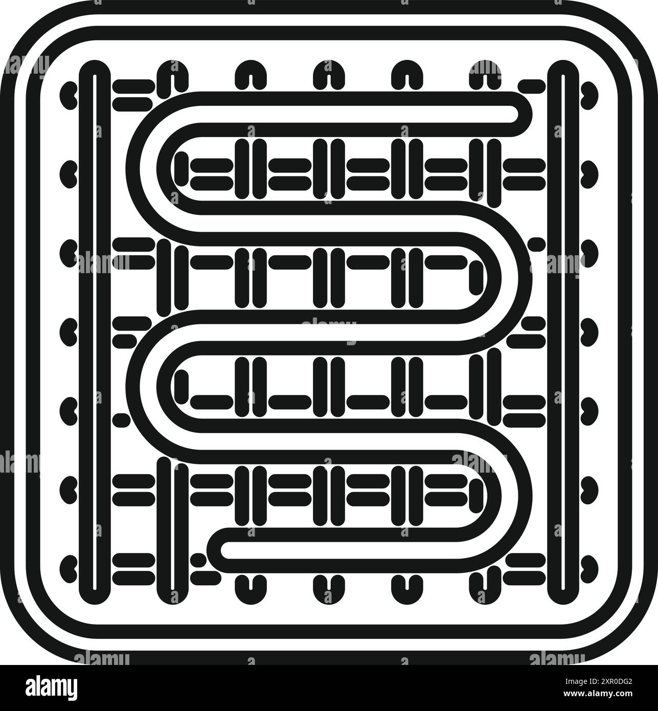 Black and white icon of an underfloor heating system, showing the ...