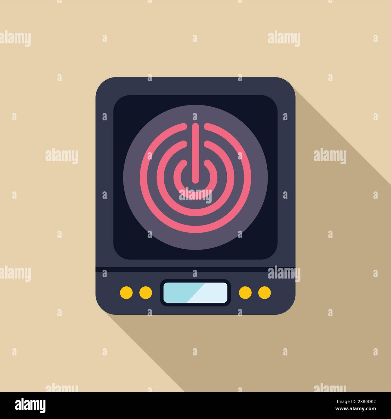 Modern induction cooker with power button illuminated, timer displaying ...