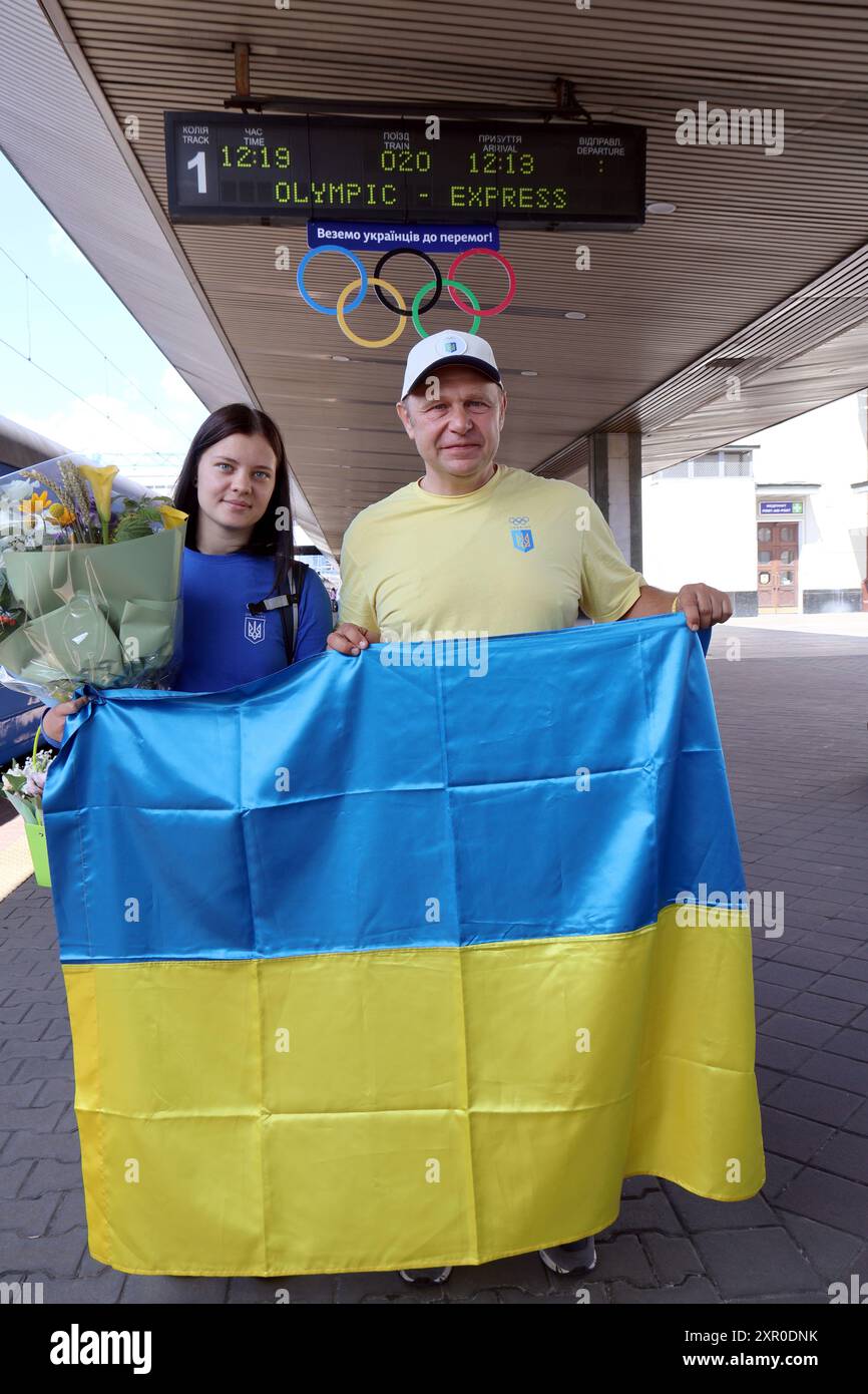 KYIV, UKRAINE - AUGUST 8, 2024 - Ukrainian diver Sofiia Lyskun and her ...