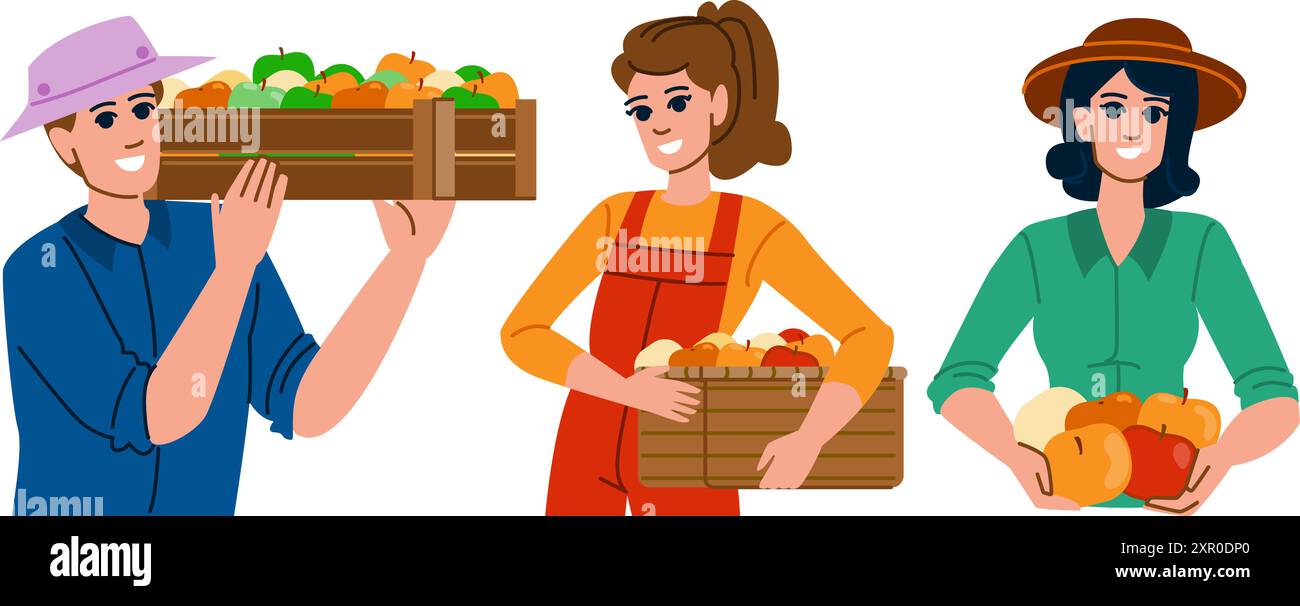 Woman picking apple tree Stock Vector Images - Alamy