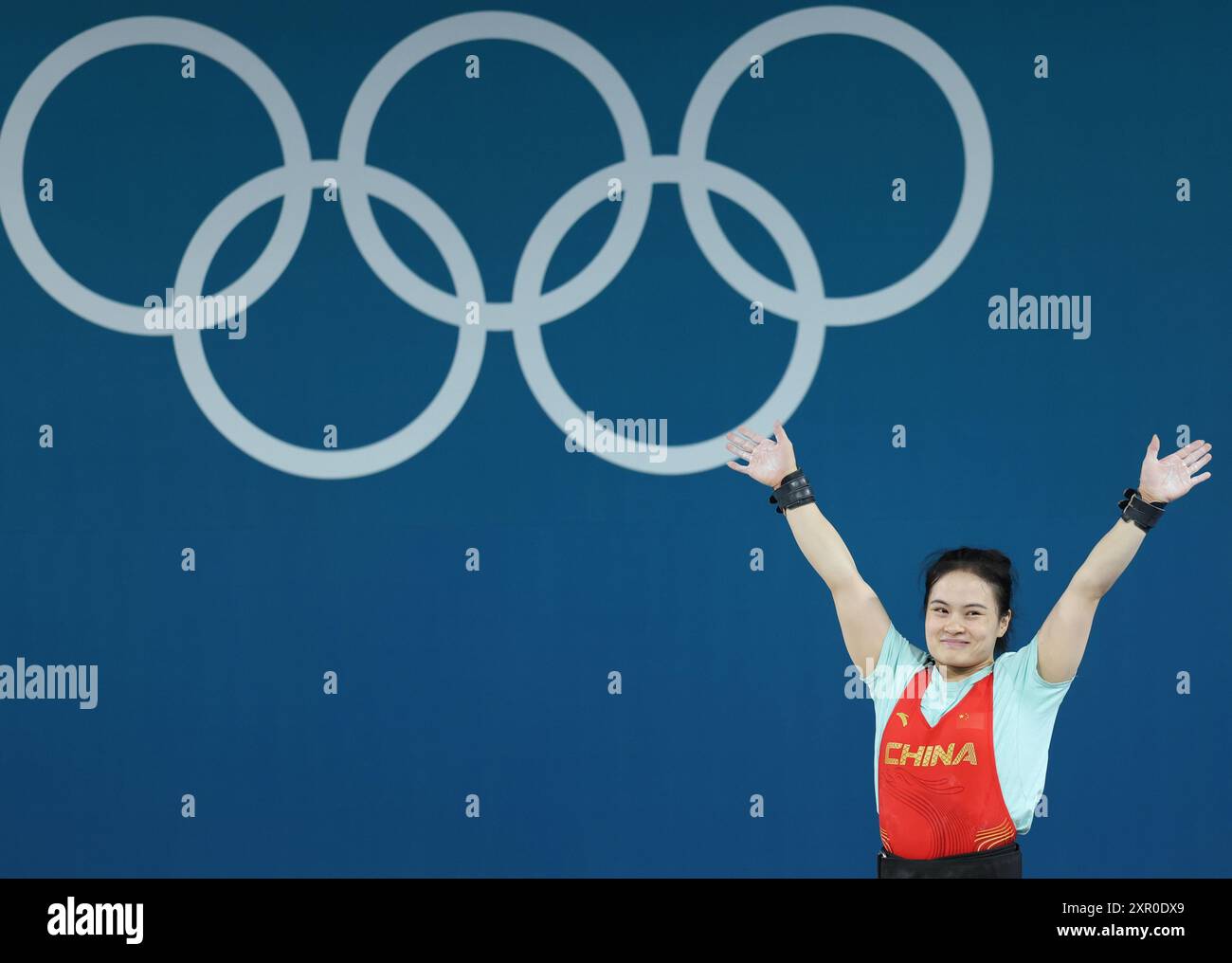 Paris, France. 8th Aug, 2024. Luo Shifang of China reacts during the ...