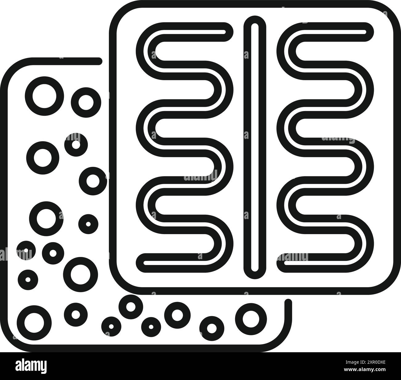 Simple linear icon representing an underfloor heating system ...