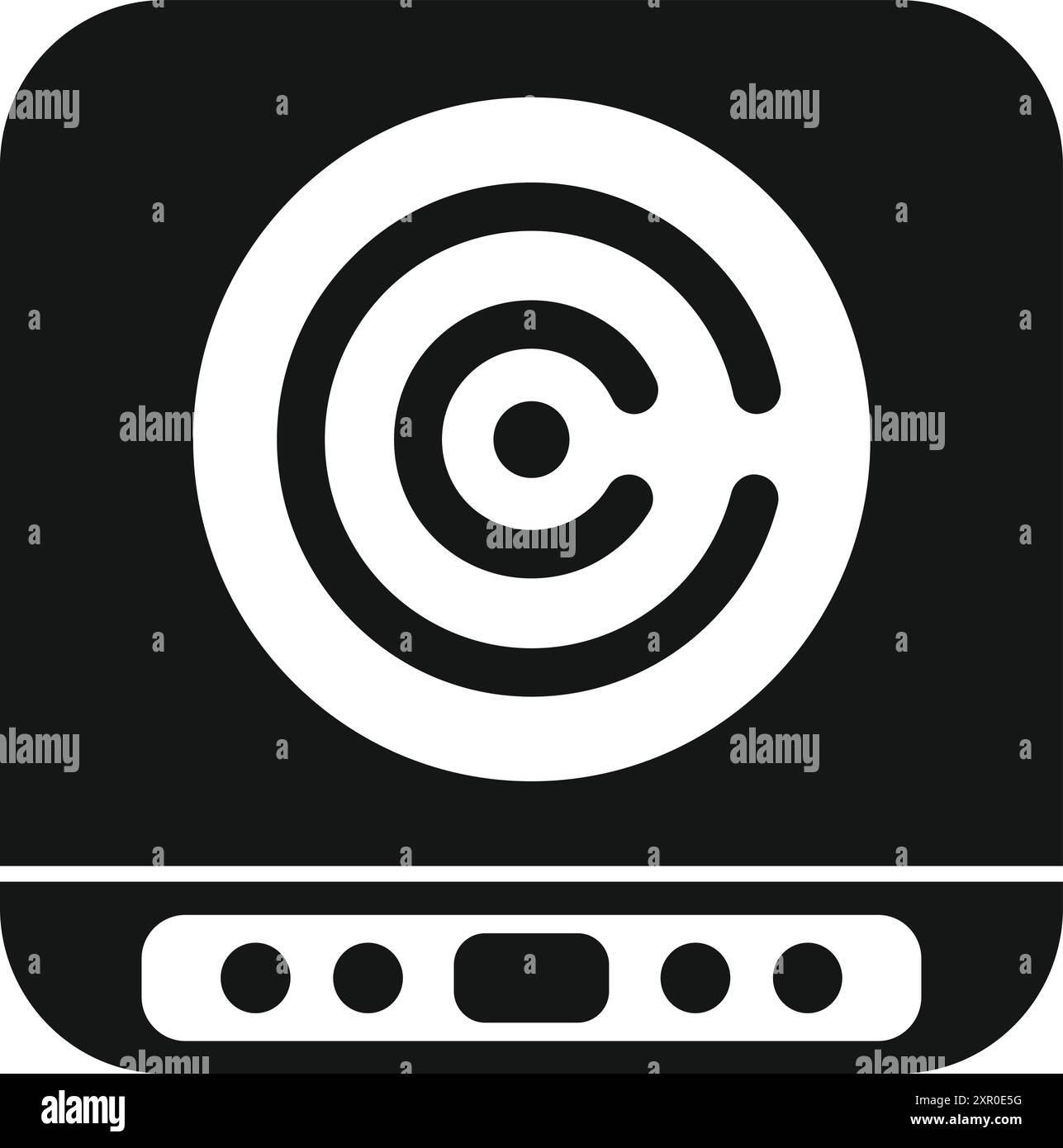Black and white icon depicting a modern induction cooker featuring a ...