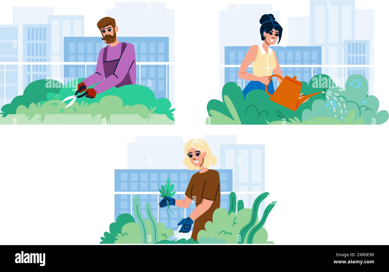 urban rooftop gardening vector Stock Vector Image & Art - Alamy