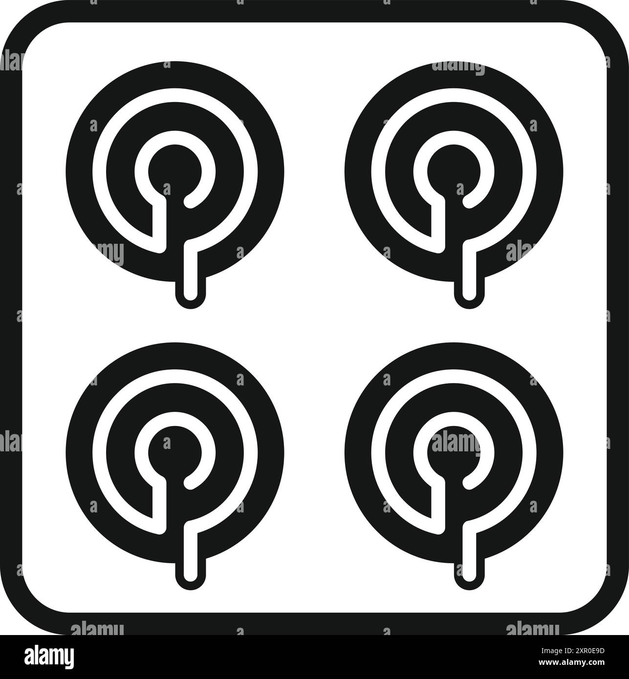 Simple icon of a modern induction cooker with a ceramic surface for ...