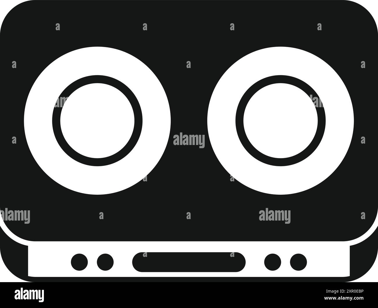 Black glyph icon representing a modern double electric hob cooking ...