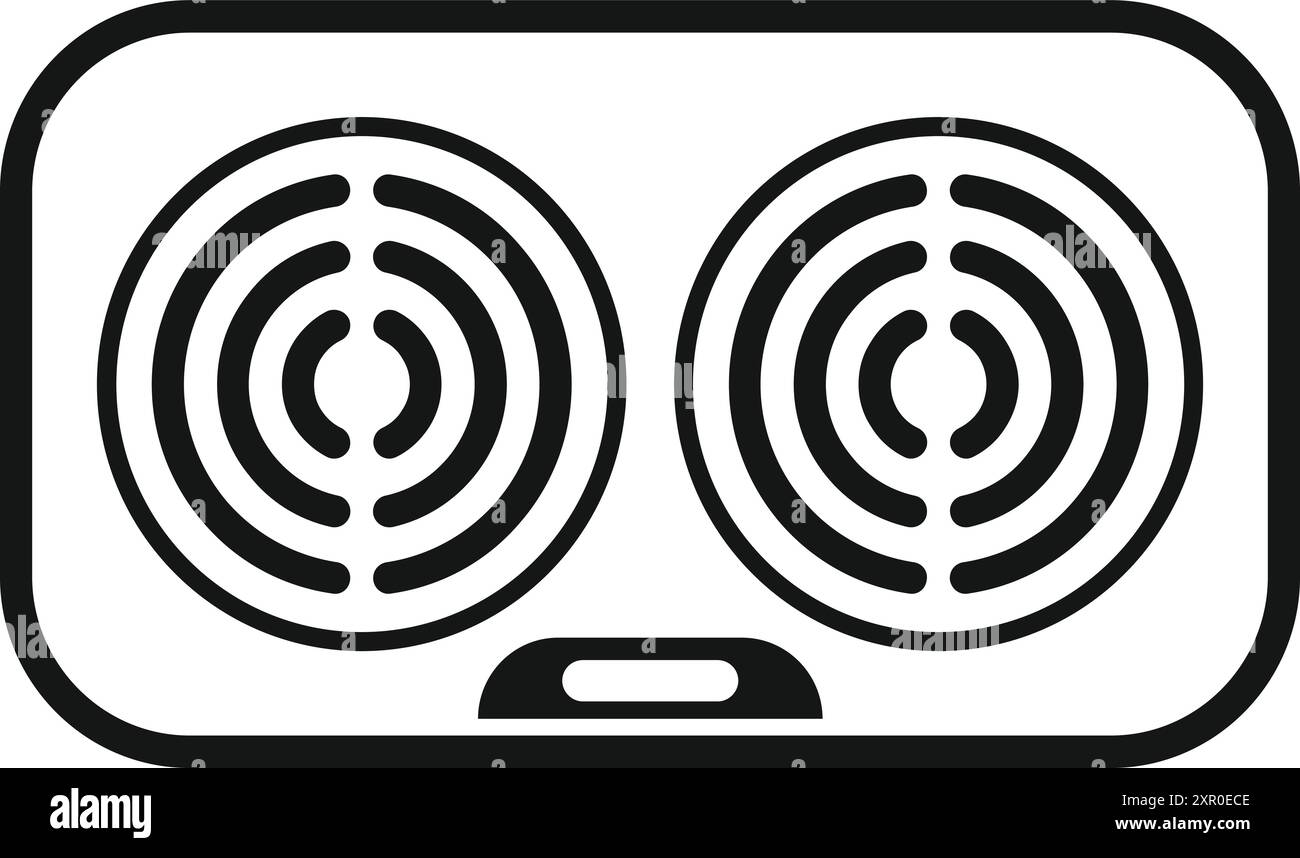 Electric double burner stove top view icon, outline style Stock Vector ...