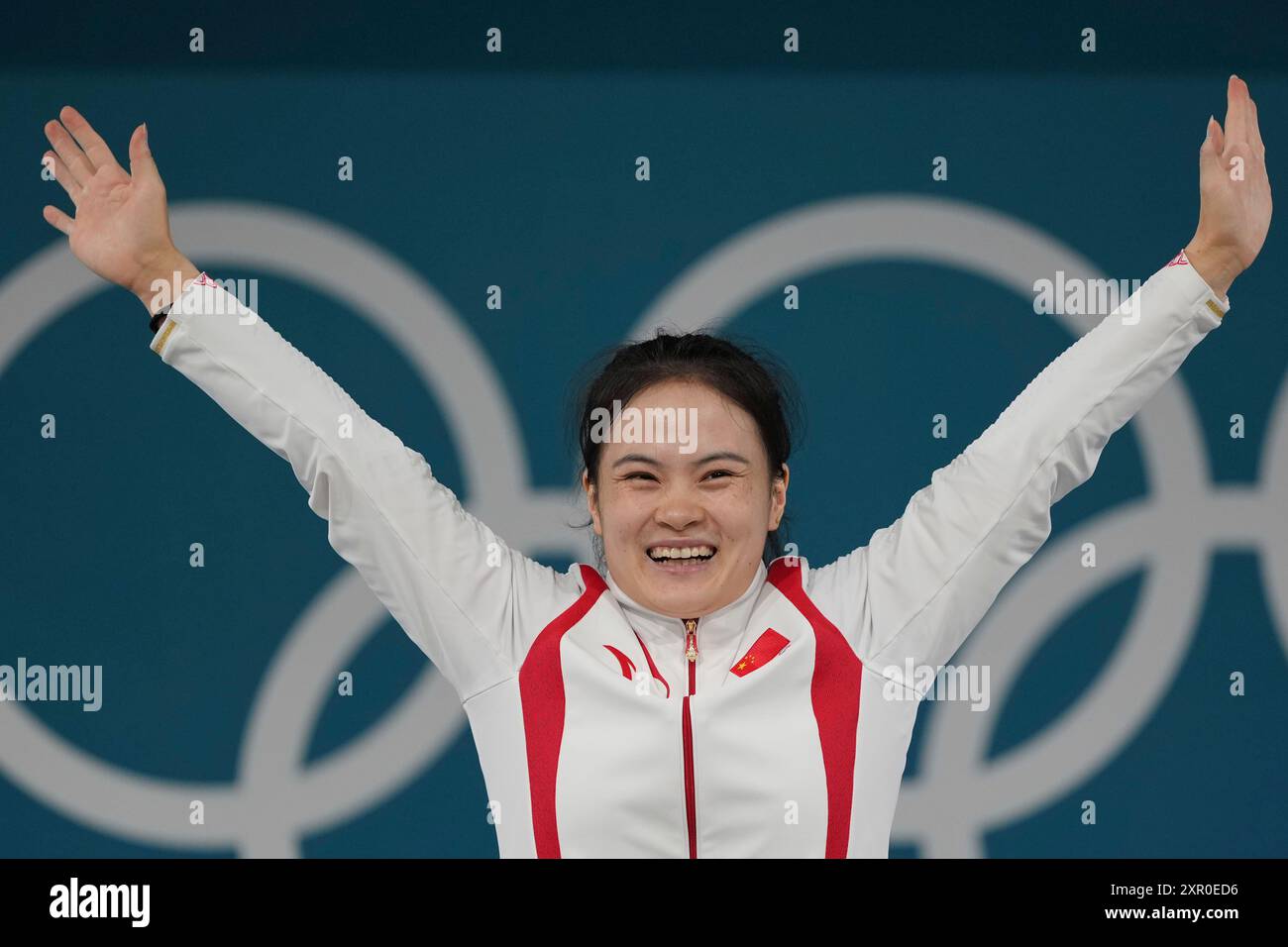 Gold medalist Luo Shifang of China celebrates on the podium during the ...