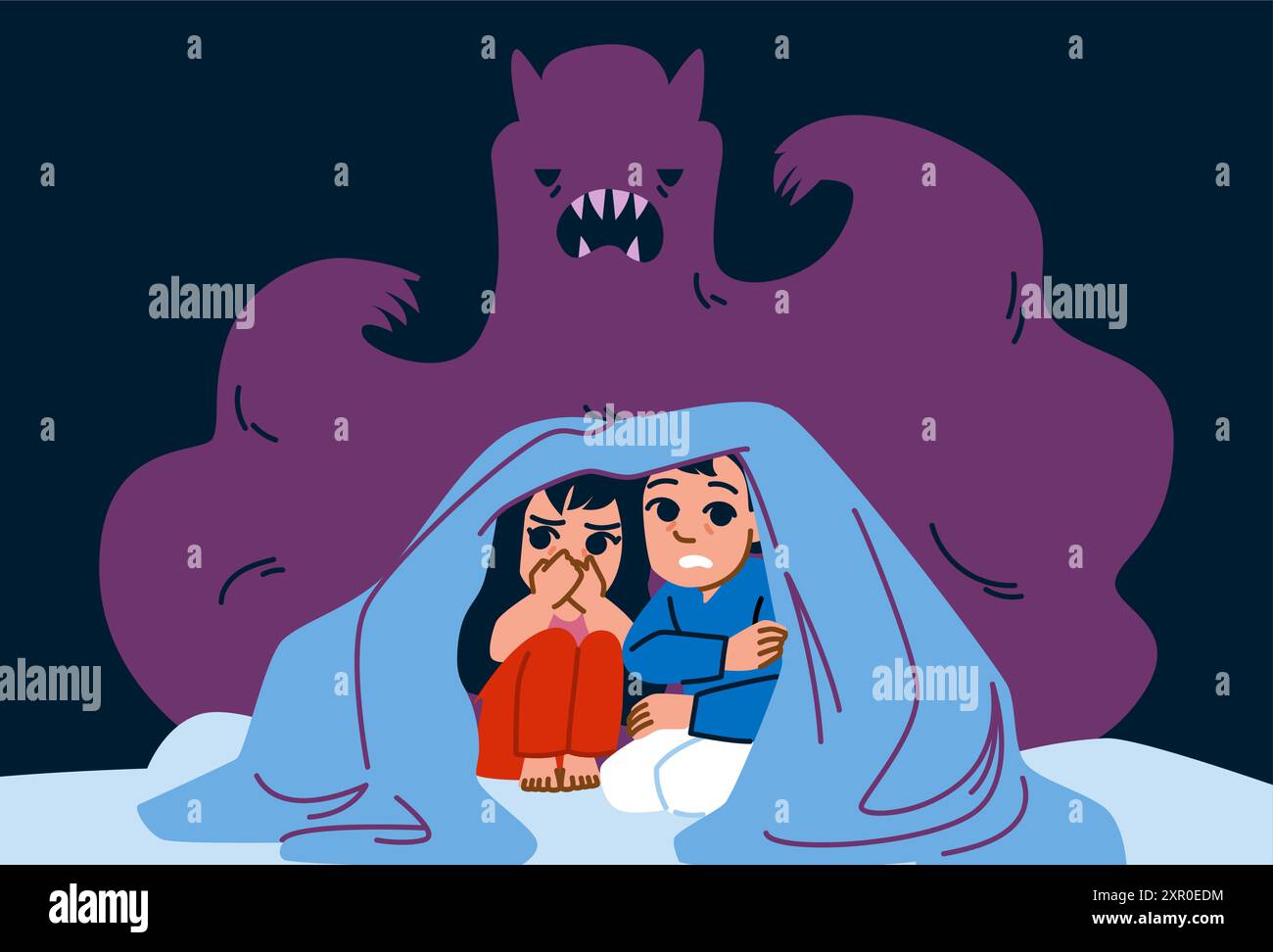 scary kid fear bed vector Stock Vector Image & Art - Alamy