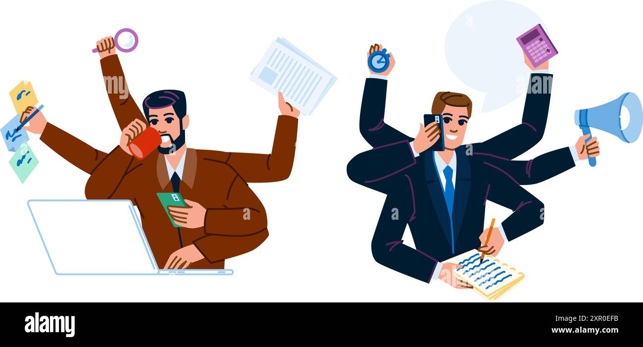 efficiency multitasking man vector Stock Vector Image & Art - Alamy