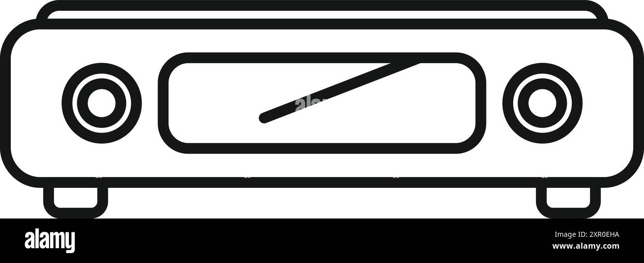 Line drawing of a vintage audio system playing music with buttons and ...