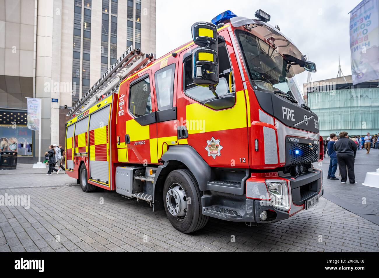 Birmingham, UK. 24 July 2024. Fire engine in Birmingham city centre ...
