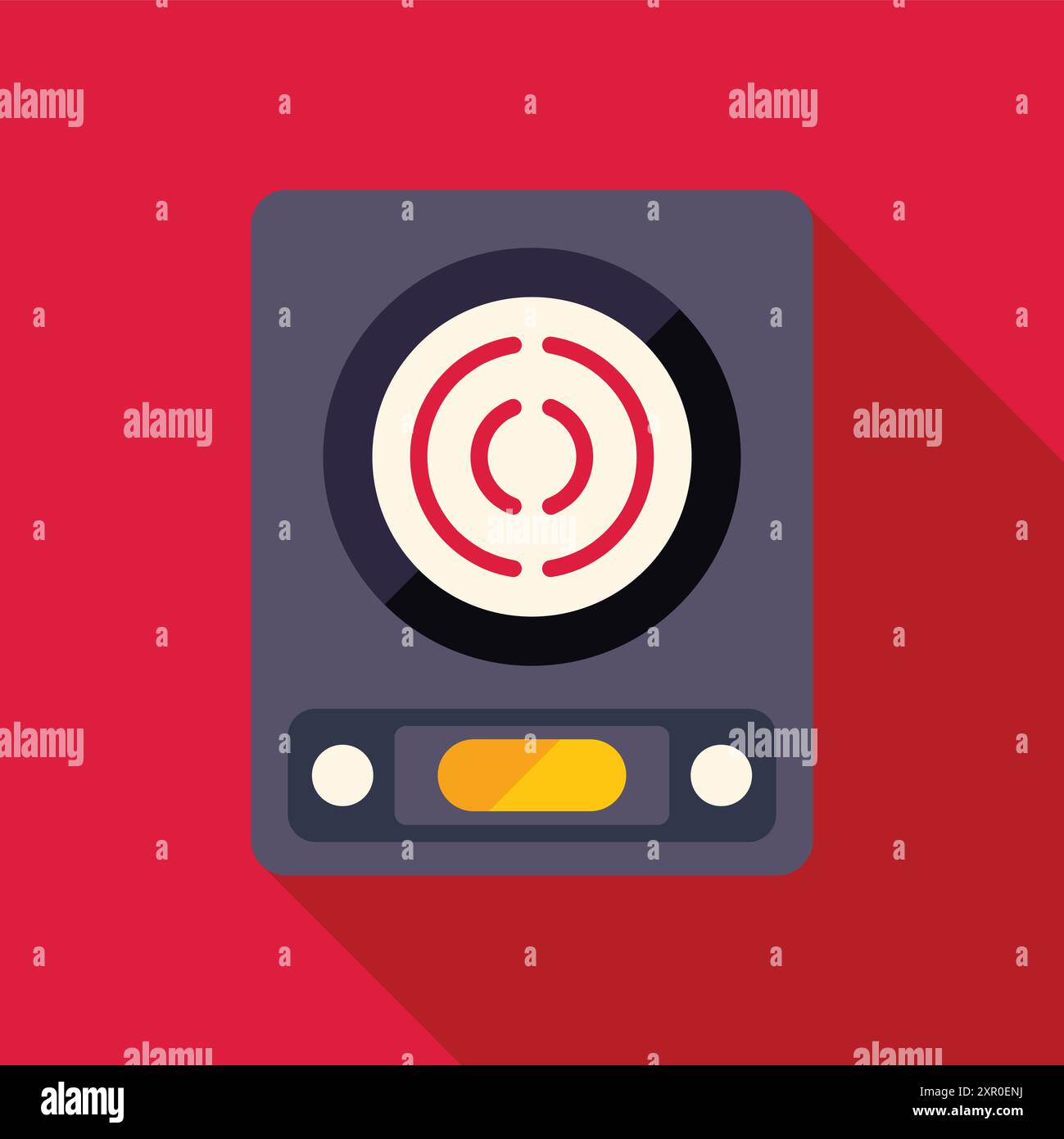 Induction cooker panel with touch control buttons showing working ...